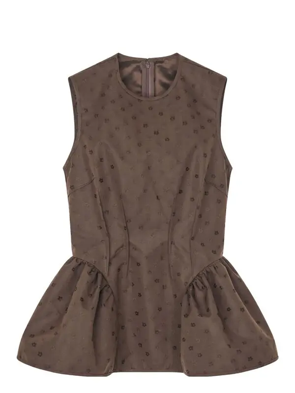 Cecilie Bahnsen Sleeveless Round Neck Top With Zipper Closure - Brown