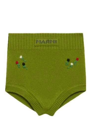 Marni Hand-embroidered Wool-cashmere Briefs - Green