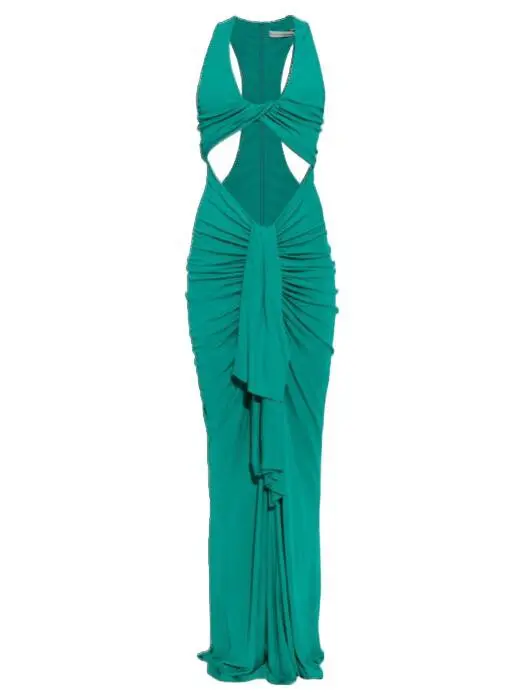 Christopher Esber Sleeveless Draped Openwork Maxi Dress - Malachite