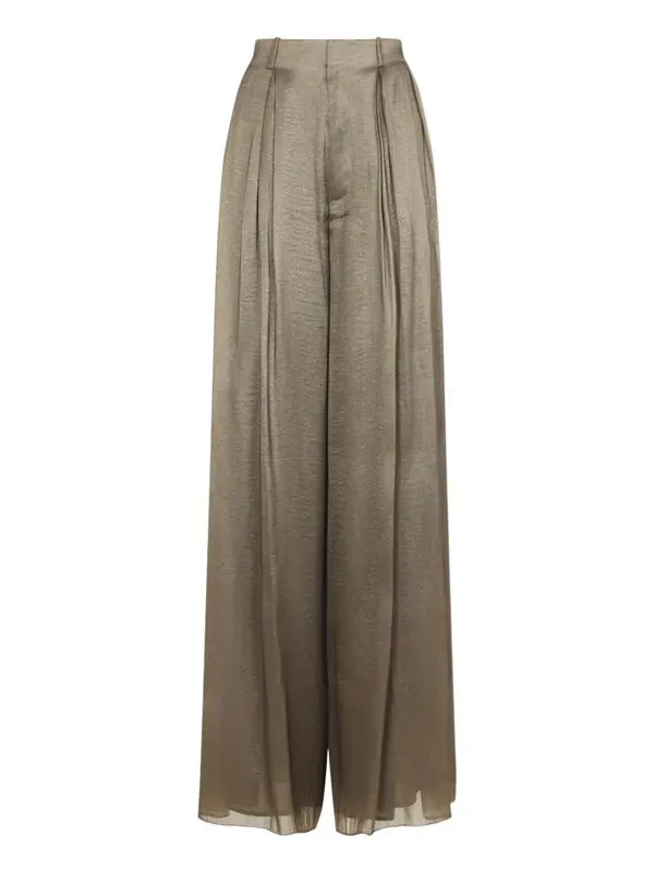 Ralph Lauren Greer Pleated Lamé Wide-leg Trousers - Bronze