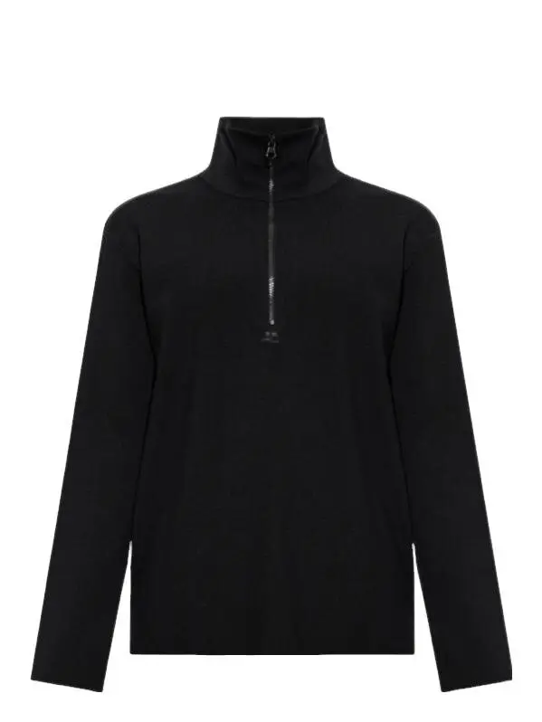COURREGES Knitwear With Stand-up Collar And Half-zip Detail - Black
