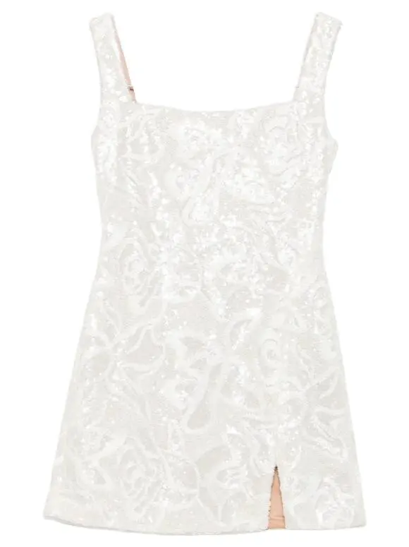 SELF-PORTRAIT Sequin Lace Mini Dress - White