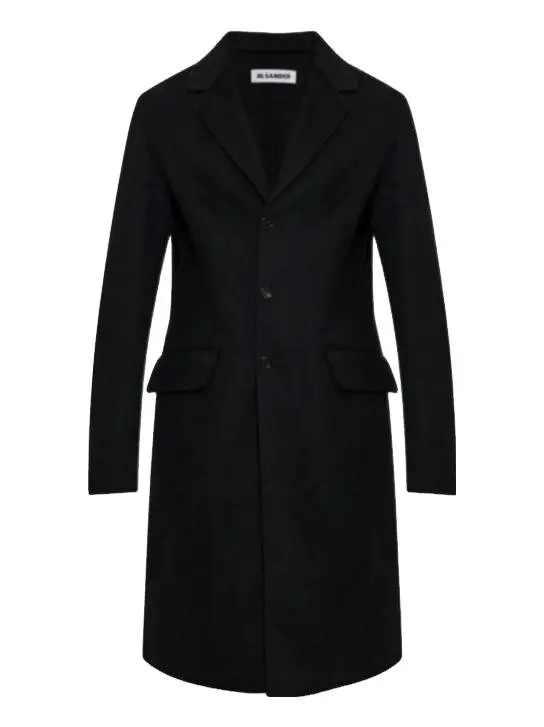 JIL SANDER Long-sleeved Coat With Notched Lapel - Black