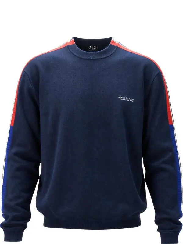 Armani Exchange Long-sleeved Drop Shoulder Knit Sweater With Paneled Sleeves - Black