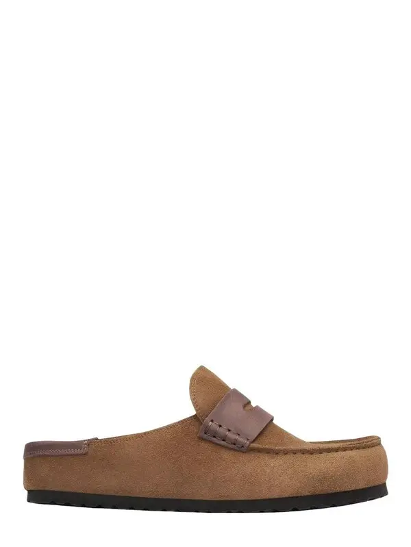 BIRKENSTOCK Naples Wrapped Mixed Leather Clogs - Dark Tea