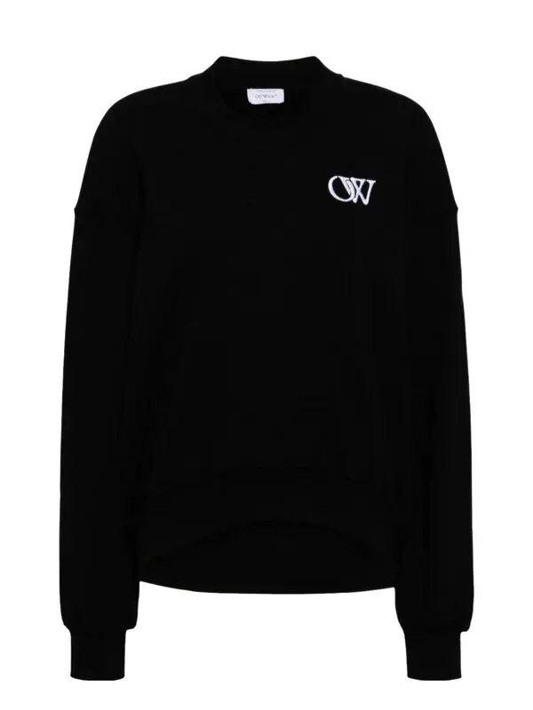 Off-White Sweatshirt With Initial Appliqu - Black