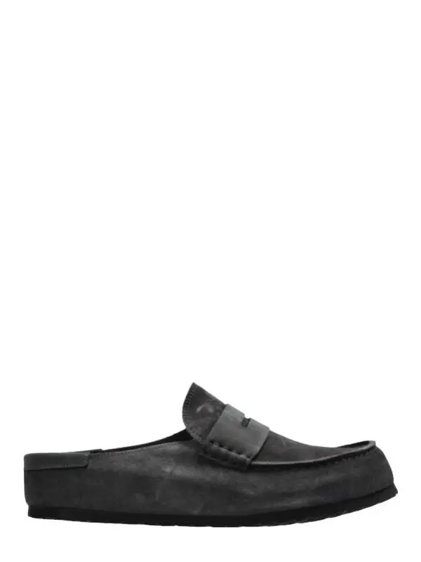 BIRKENSTOCK Round Toe Slip-on Slides - Charcoal