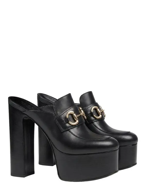 Gucci Platform Mule With Horsebit Detail - Black