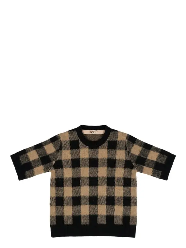 N.21 Short-sleeved Knit Top With Crew Neck - Black