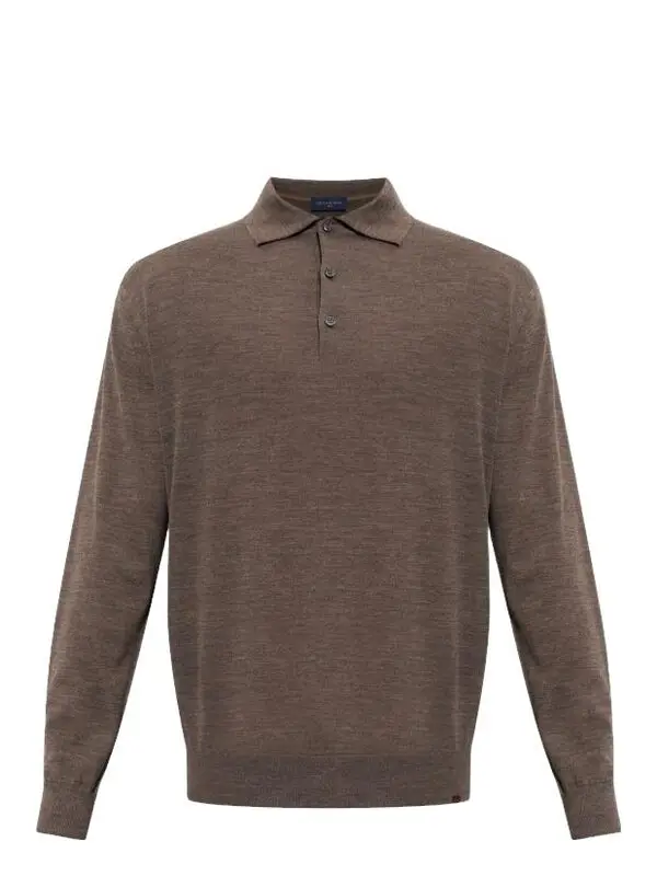 Paul & Shark Long-sleeve Knit Polo Shirt - Brown
