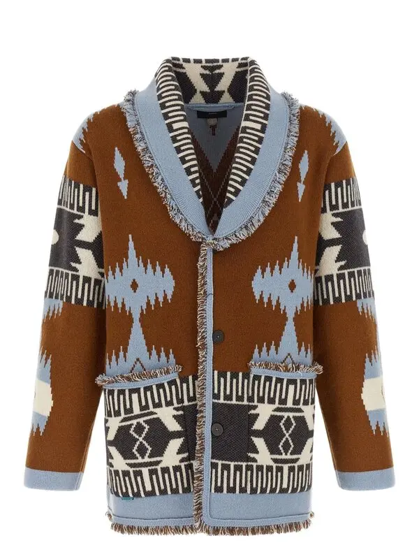 Alanui Patterned Shawl Collar Cardigan With Fringe Details - Multicolor