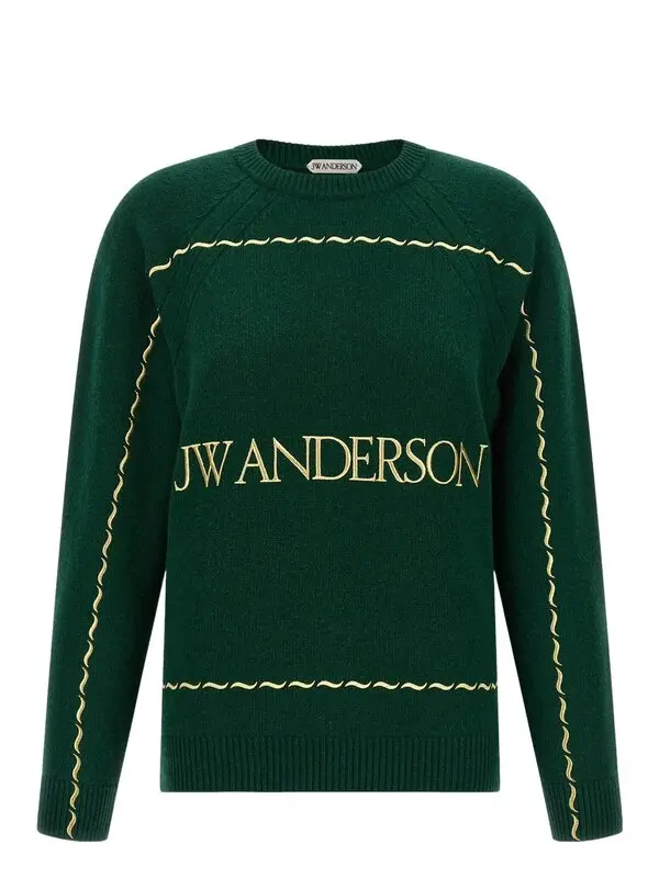 J.W.ANDERSON Jw Anderson Wave Logo Knitted Sweater - Green