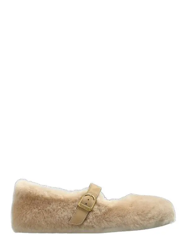 BIRKENSTOCK Round Toe Buckle Flats - Nude