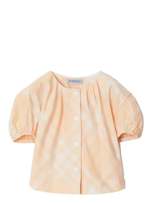 Burberry Checked Cotton Blouse - Nude