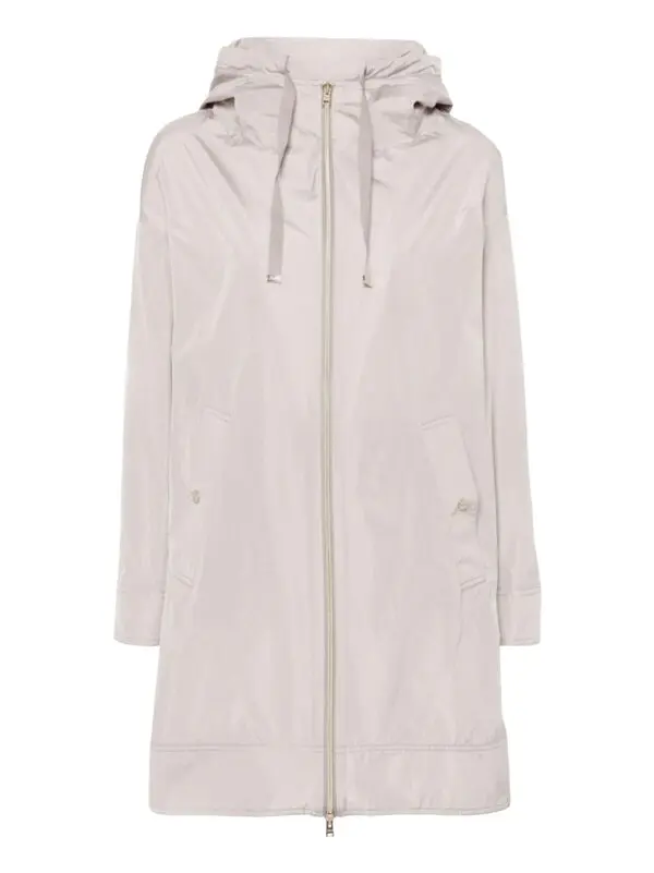 Herno Long Zip-up Coat With Drawstring Hood - White