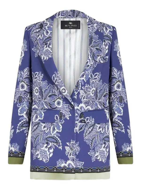Etro Printed Cady Jacket - Blue