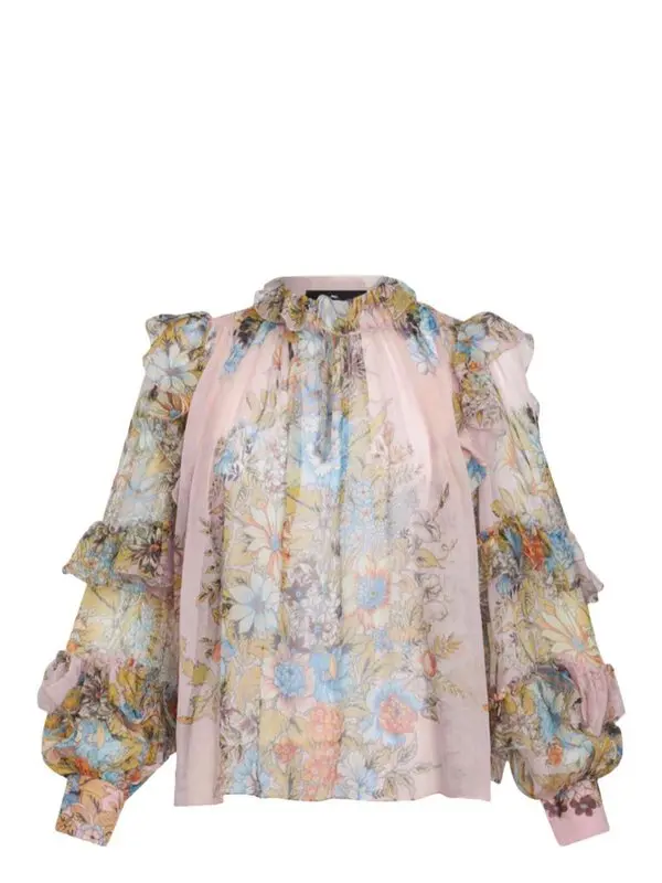 Etro Printed Silk Blouse With Ruched Details - Nude