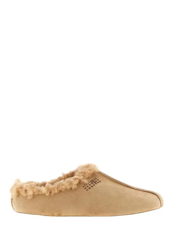 MAISON MARGIELA Numeric Print Slip-on Slippers - Beige