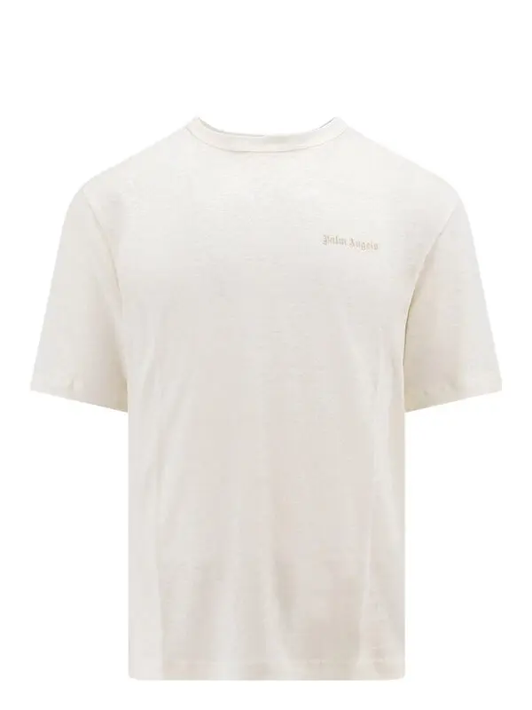 Palm Angels Logo Embroidered Crewneck T-shirt - White