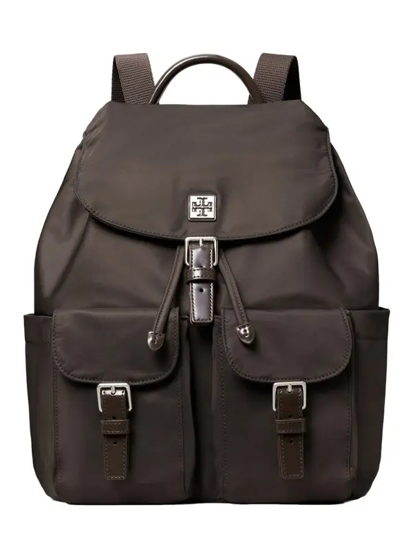 Tory Burch Virginia Buckle Detail Logo Plaque Backpack - Black