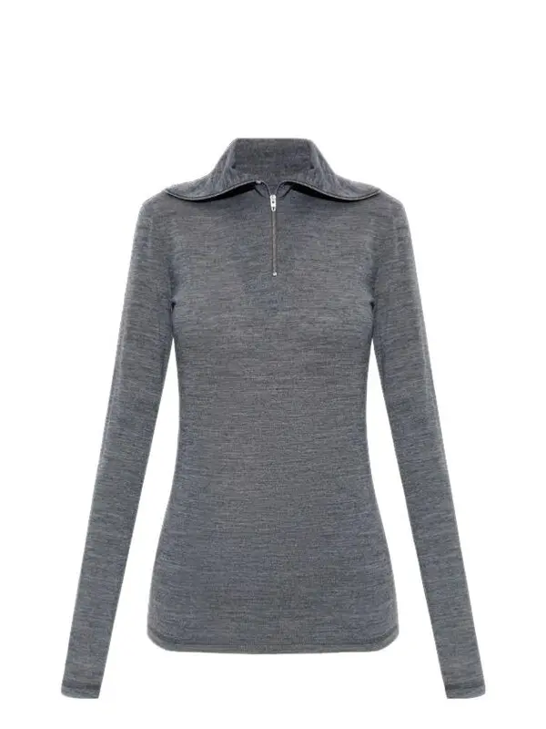 JIL SANDER Zip Stand-collar Long Sleeve Top - No