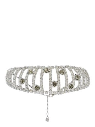Magda Butrym Embellished Floral Appliqué Choker - Silver