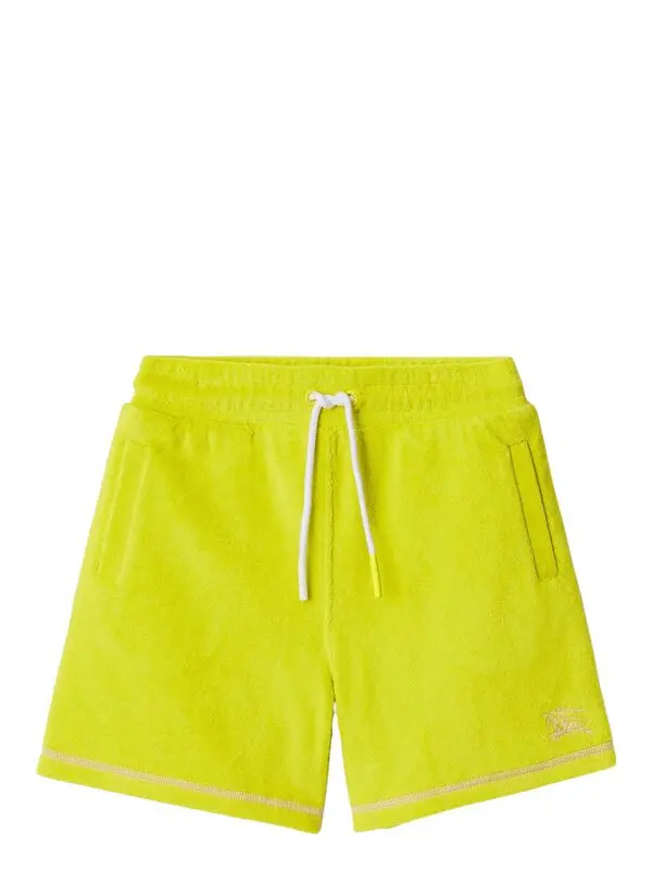Burberry Cotton Track Shorts With Equestrian Knight Embroidery - Yellow