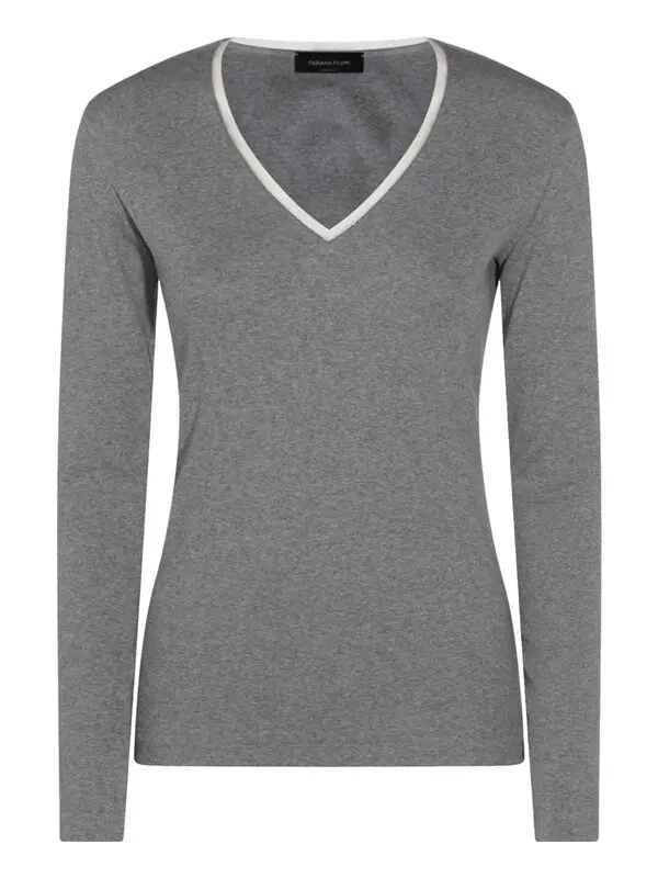 Fabiana Filippi Long Sleeve V-neck Jumper - Grey