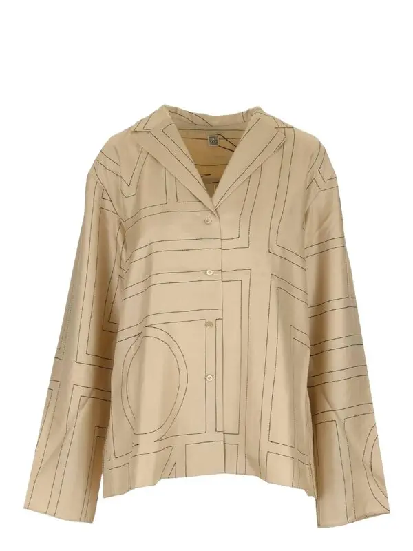 TOTEME Monogram Embroidered Shirt - Nude
