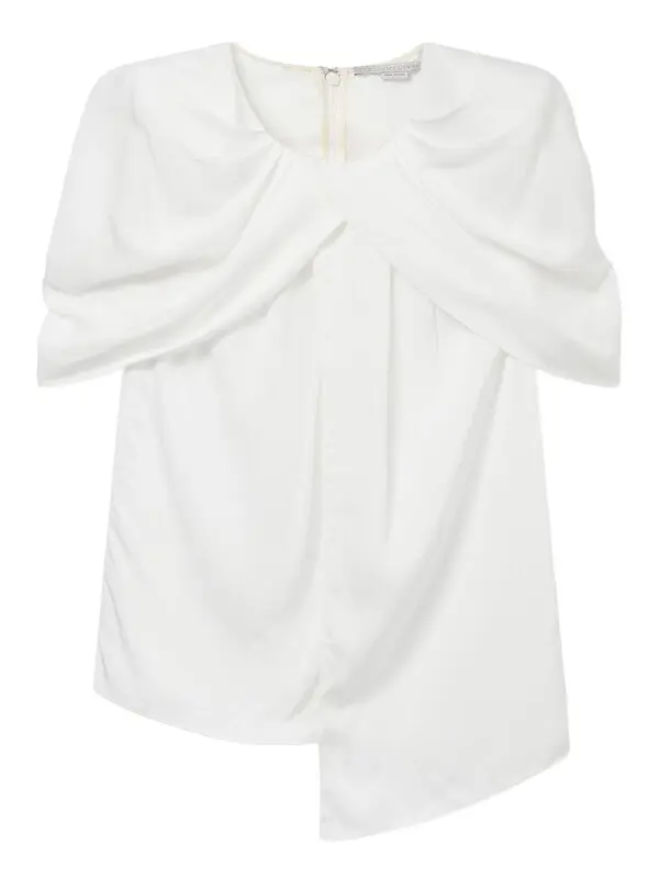 Stella McCartney Asymmetrical Draped Satin Top - White
