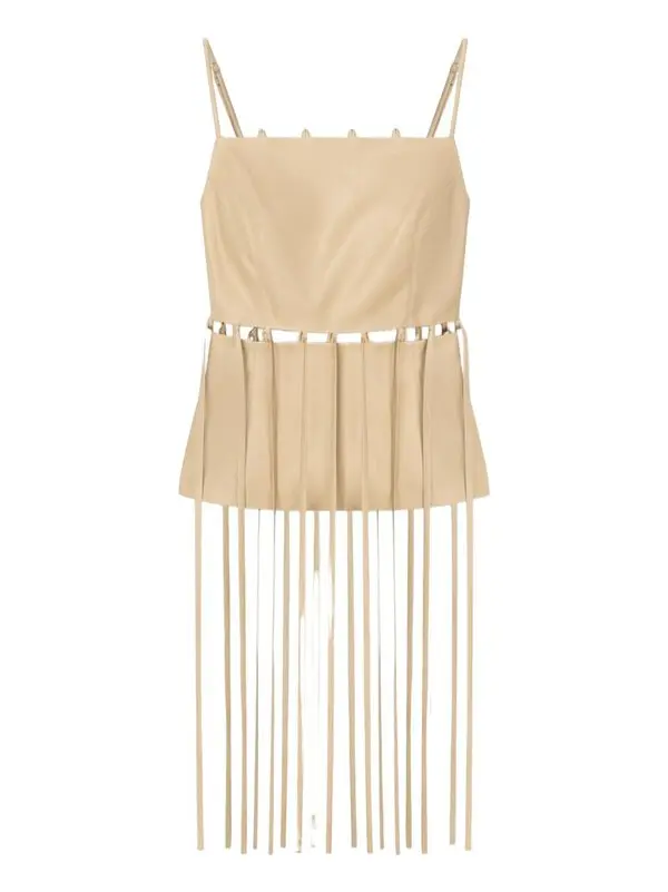 Nanushka Citta Faux-leather Square Neck Top With Tail Tie - Nude