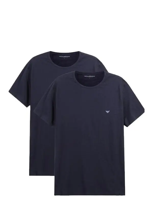 Emporio Armani Round Collar Short-sleeve T-shirt Two-piece Set - Black