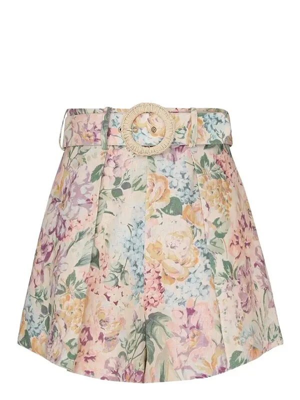 Zimmermann Halliday Tuck High Waisted Shorts - Nude