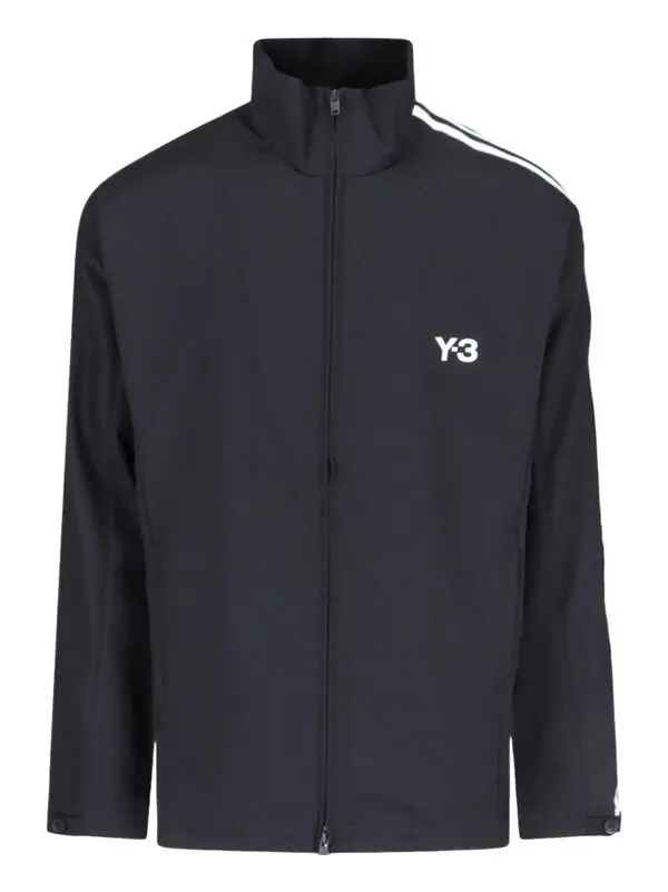 Y3 Logo Printed Zip-up Jacket With Straight Hem - Black