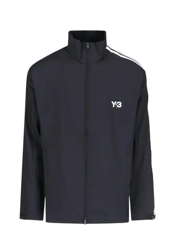 Y3 Logo Printed Zip-up Jacket With Straight Hem - Black