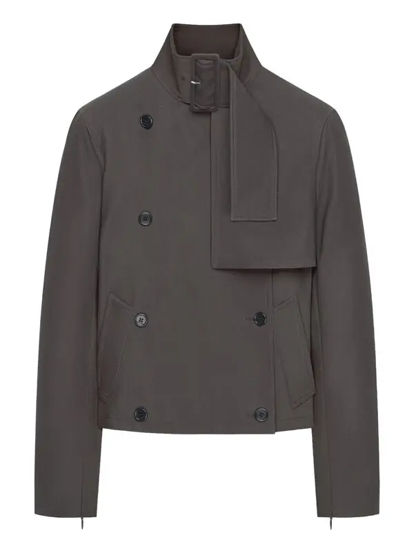COURREGES Double-breasted Cotton Jacket With Belted Back - Anthracite