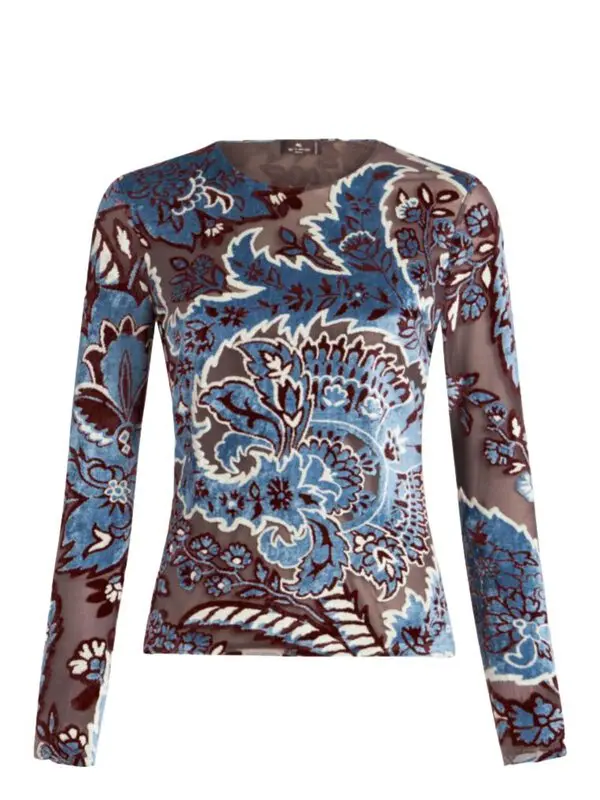 Etro Tulle Jacquard Velvet Top - Multicolor