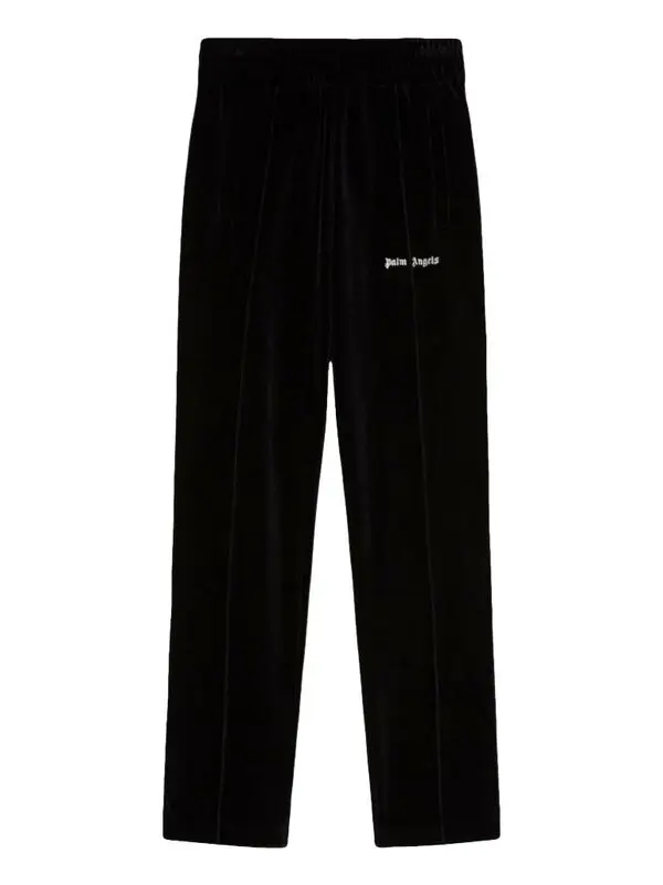 Palm Angels Logo Printed Straight Leg Pants - Black
