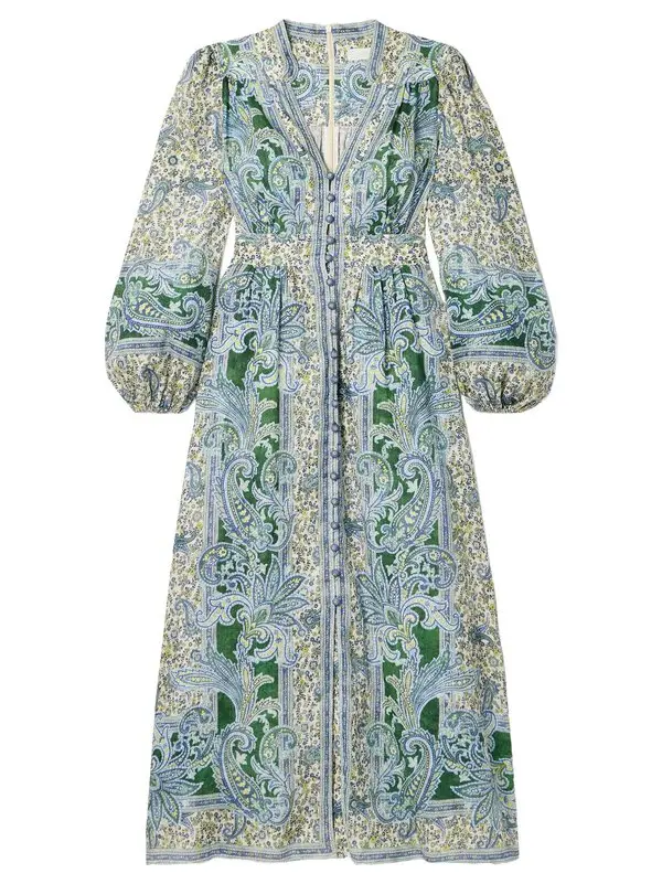 Zimmermann Ottie V-neck Maxi Dress - Gray