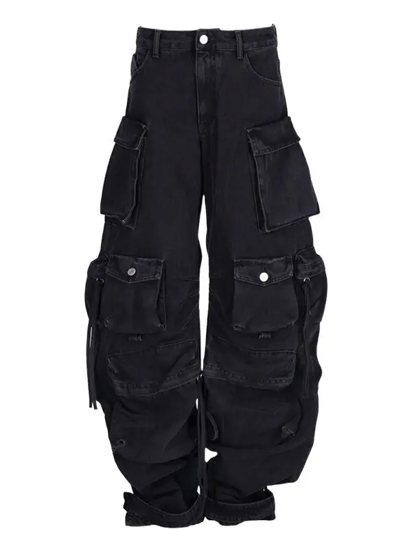 Attico The Fern Wide-leg Cargo Jeans - Black