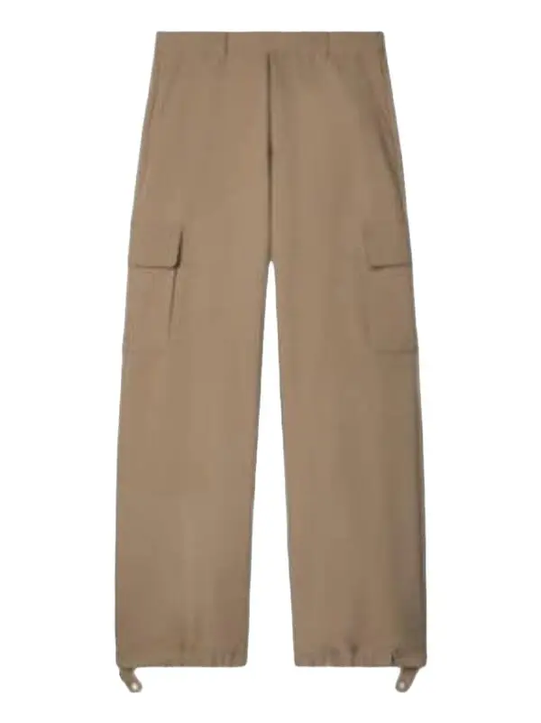 Off-White Beige Embroidered Cargo Trousers - Brown