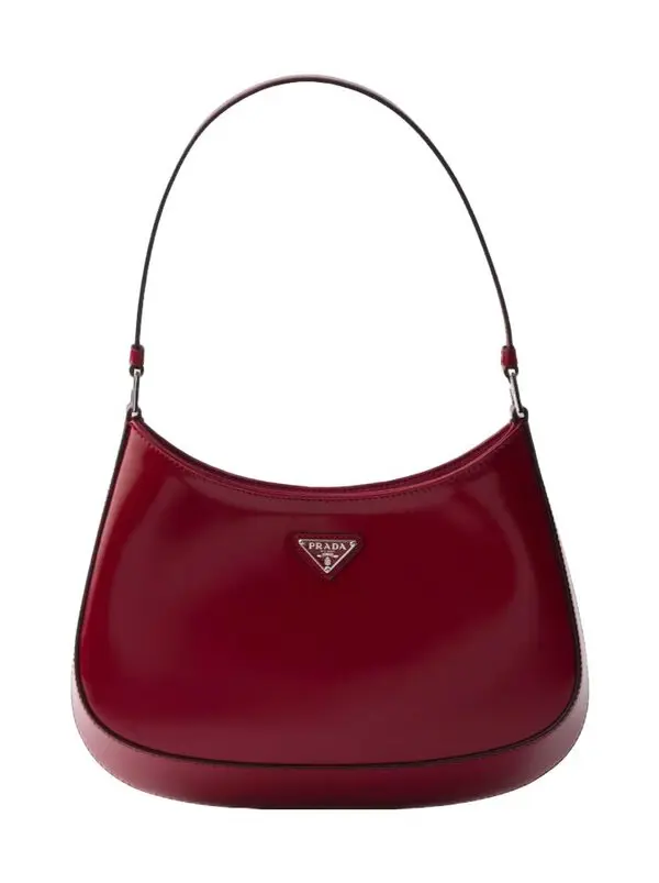 Prada Cleo Brushed Leather Shoulder Bag - Red