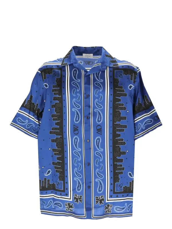 Off-White Bandana-printed Straight Hem Shirt - Blue