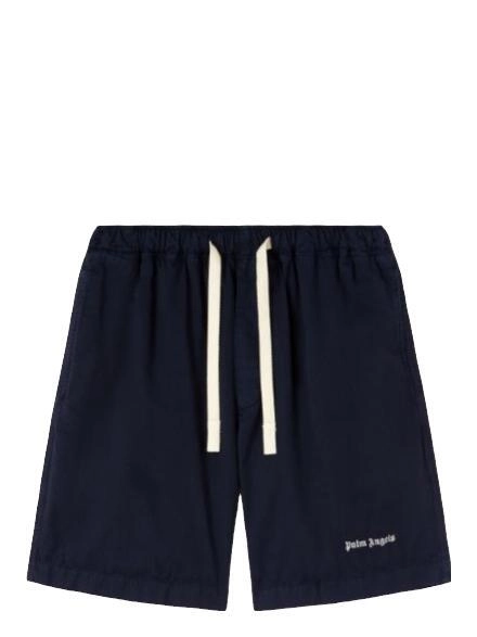 Palm Angels Logo Embroidered Drawstring Bermuda Shorts - Black