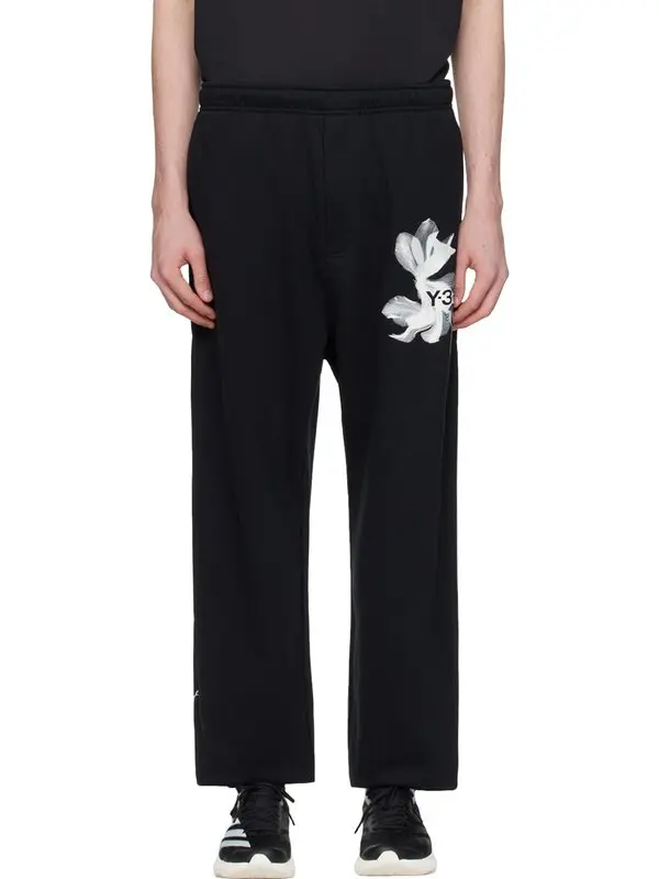 Y3 Graphic Print Drawstring Trousers - Black