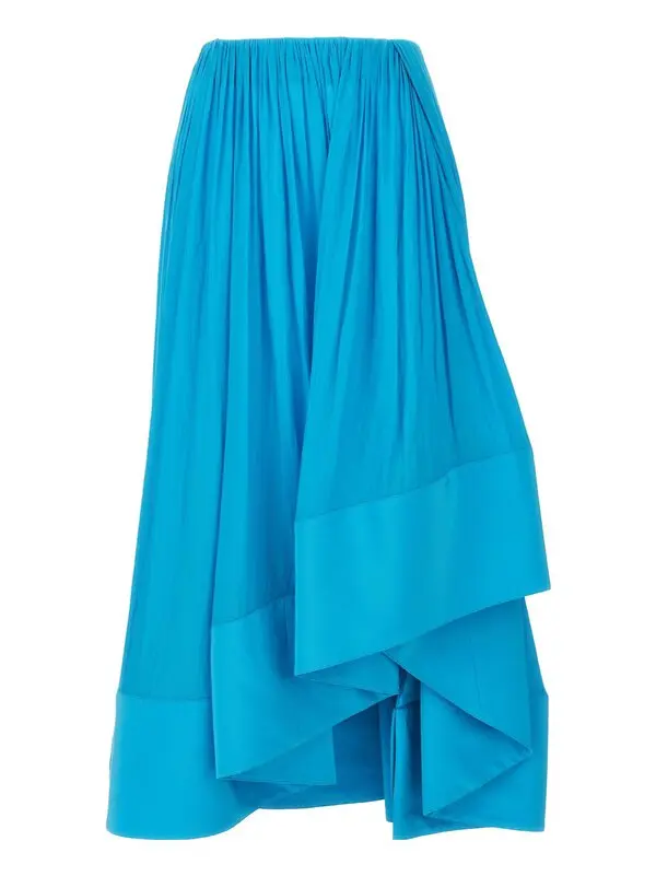 LANVIN Pleated Skirt With Ruffled Hem - Blue