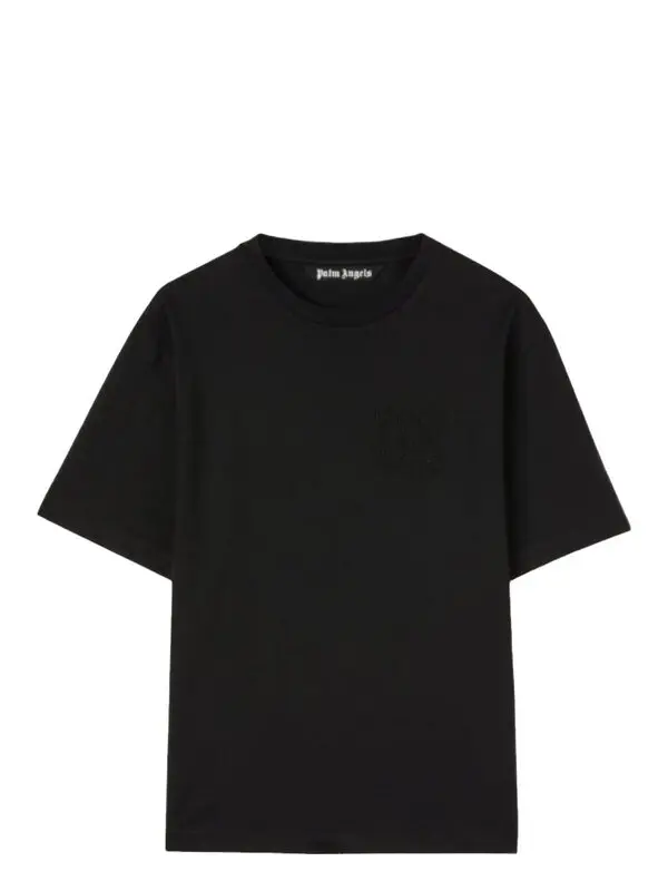 Palm Angels Monogram Embroidered Crewneck T-shirt - Black