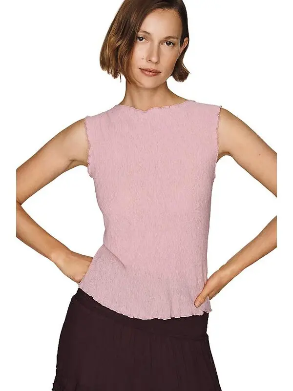 Anthropologie Plissé Knit Tank Top - Pink