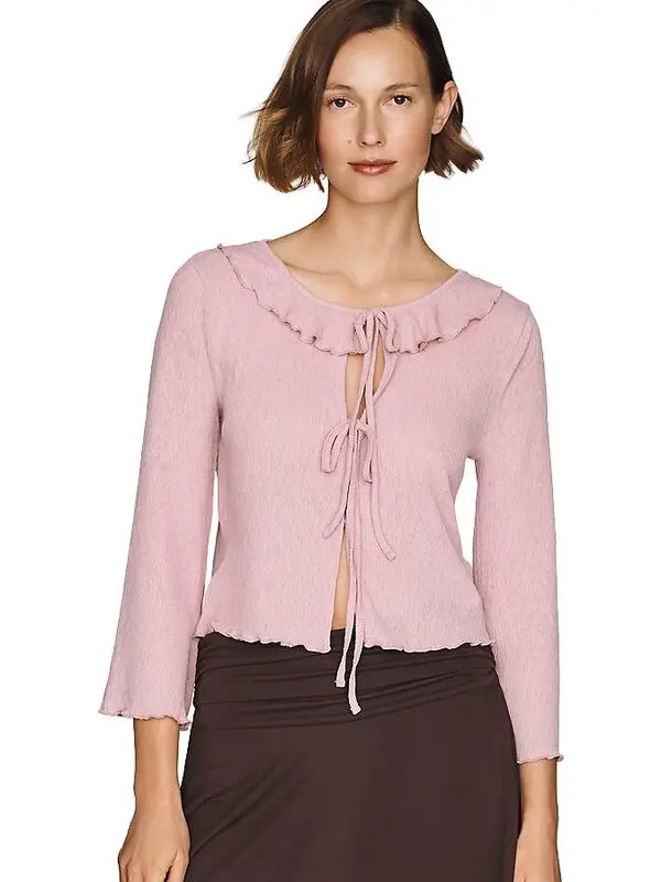 Anthropologie Plissé Cardigan Top - Pink
