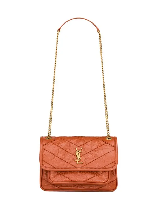 Saint Laurent Niki Mini Vintage Leather Shoulder Bag - Deep Orange